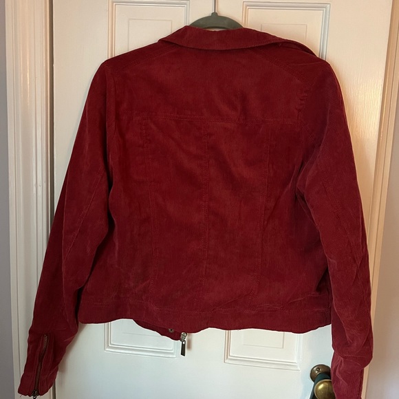 Jackets & Coats | Dark Red Corduroy Jacket Faux Fur Lined | Poshmark